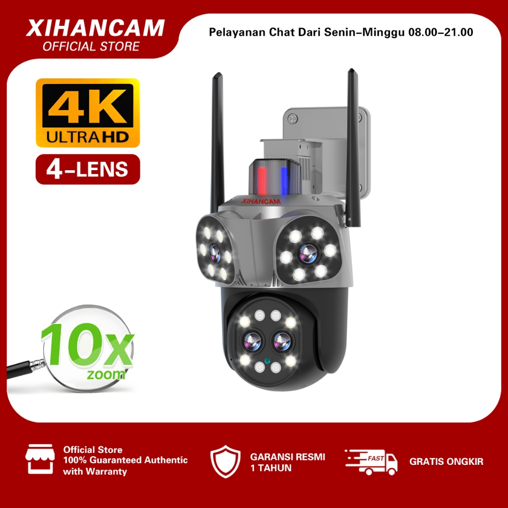 Jual XIHANCAM 8MP CCTV Zoom 10x Empat Lens IP Kamera Wifi Outdoor ...