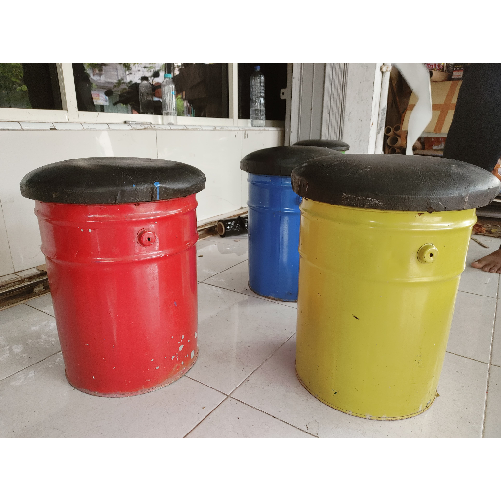Jual Kursi Tong Kaleng Plat Besi Metal Warna Random | Shopee Indonesia