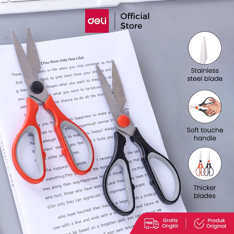 Jual Deli Gunting Dapur 210mm Pegangan simetris Ujung runcing 2 warna ...