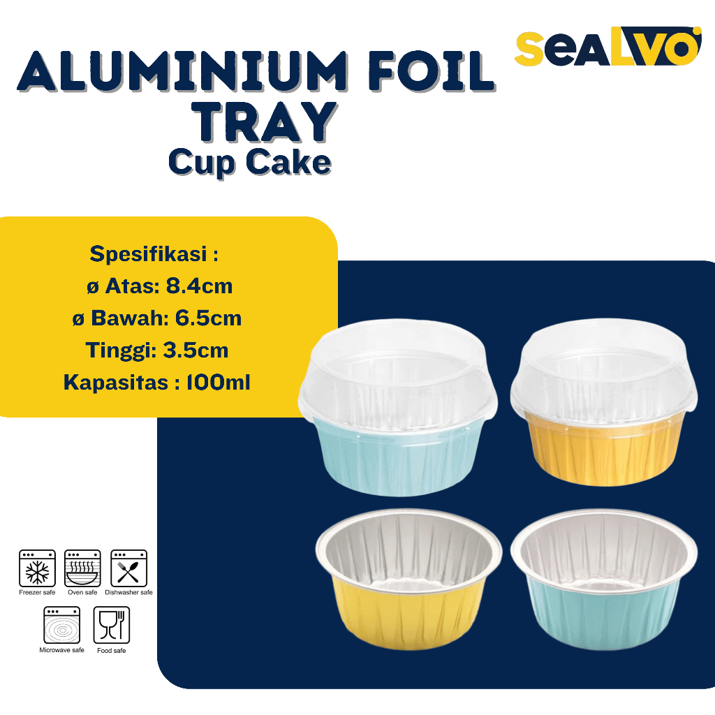 Jual Aluminium Foil Cup Kue Bulat 100ML + Tutup Mika / Cup Cake ...