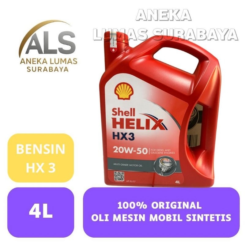 Jual Oli Mesin Bensin Original SHELL HELIX HX3 SAE 20w-50 4 Liter ...