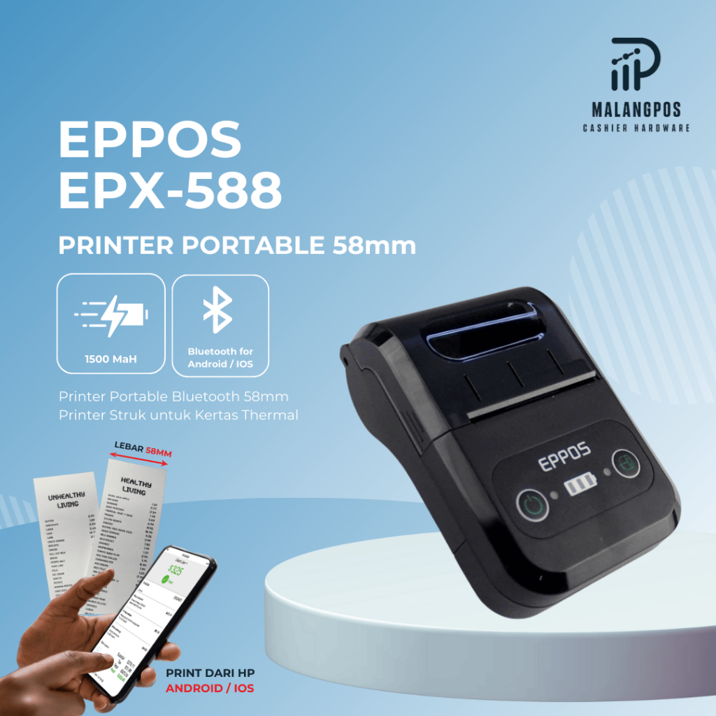 Jual Mini Printer Portable Eppos EPX588 RPP02 Printer Thermal Bluetooth Printer Struk 58mm ...
