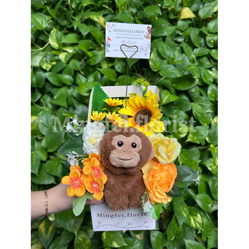 Jual Flouna in the box (Boneka Monyet/ Mongkey) + Packing (Bouquet ...