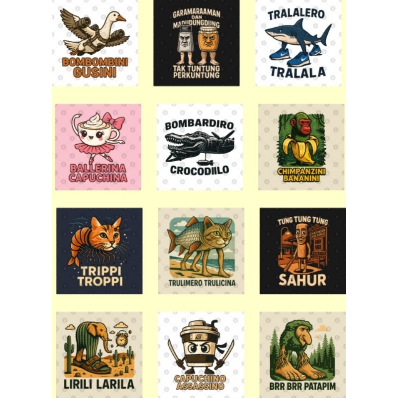 Jual Stiker ANOMALI Tung Tung Sahur Italia Brainrot Ballerina ...