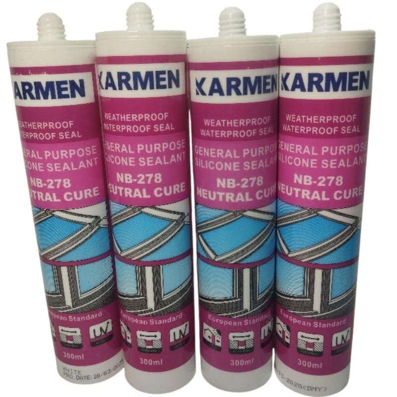 Jual Karmen Sealant Silicone Netral 300ml - Lem Kaca / Warna Putih ...