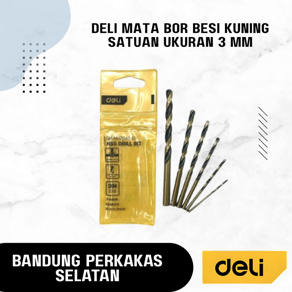 Jual DELI Mata Bor Besi KUNING 1 1.5 2 2.5 3 3.5 4 4.5 5 mm HSS Drill ...