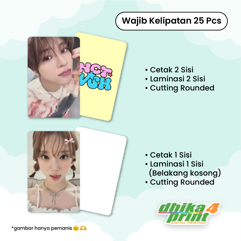 Jual Cetak Photocard Custom 1 sisi | 2 sisi | Cetak PC | PHOTOCARD KPOP | Shopee Indonesia