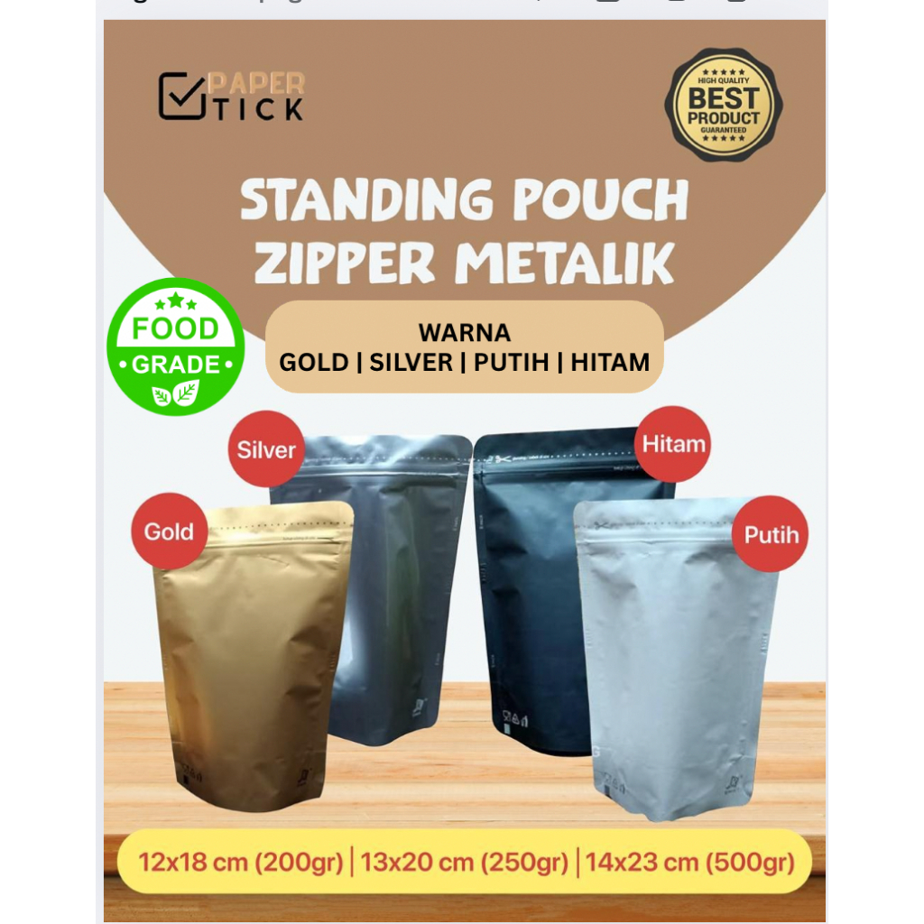 Jual Standing Pouch 12X18CM (200GR) 13X20CM (250GR) 14X23 (500GR) CM ...