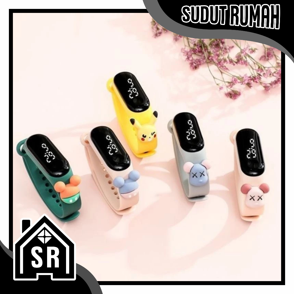Jual SR Jam Tangan Digital Elektronik Tahan Air Led Rubber Motif Kartun ...
