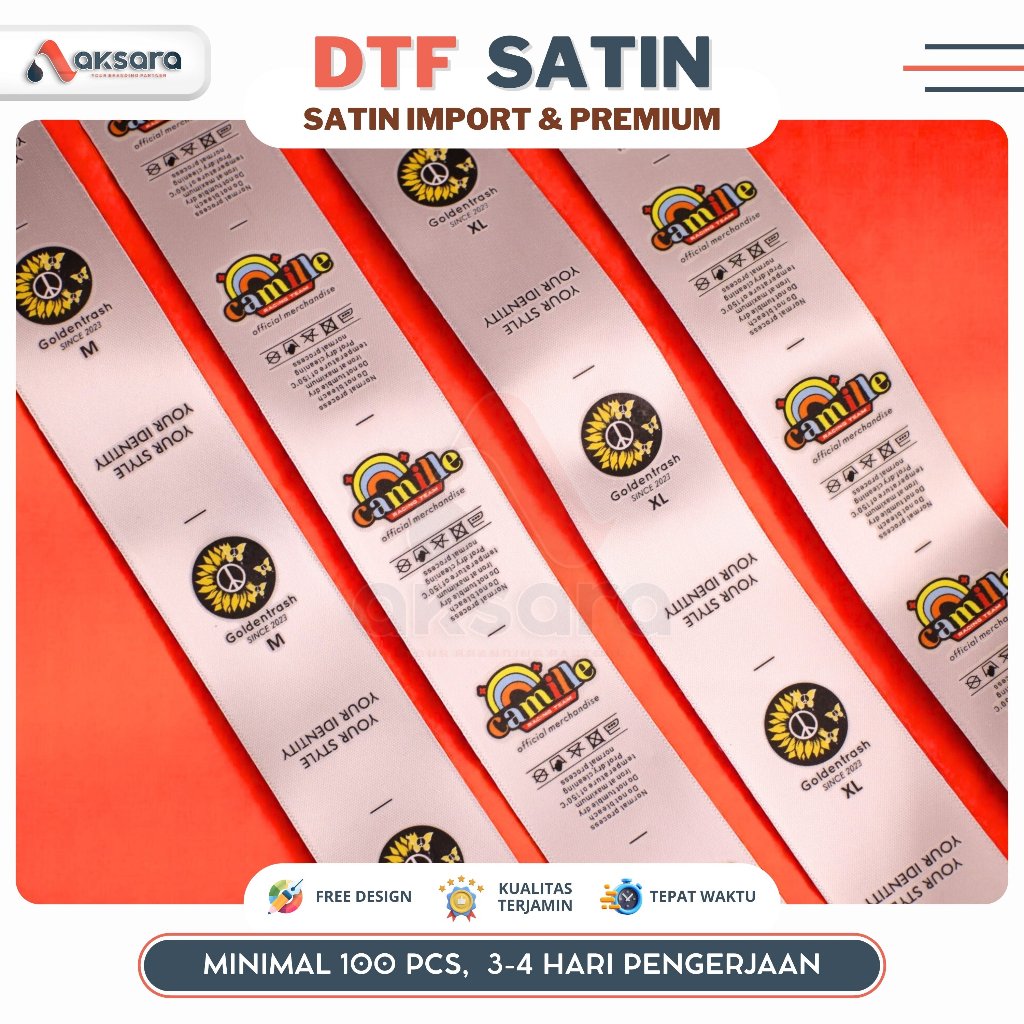 Jual (DTF 100 PCS) Satin Import, Label Tebal, Label Premium, Label Baju ...