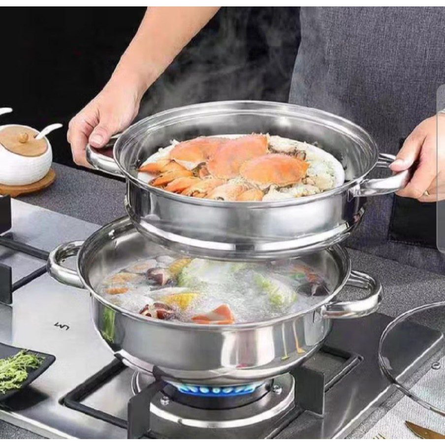 Jual Steamer Max 3 in 1 anti karat 4 kuping 2 tingkat dengan tutup kaca ...