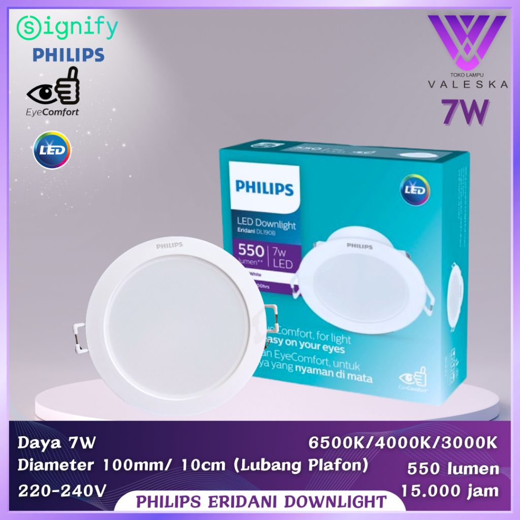 Jual Philips Downlight Inbow ERIDANI D100 7W WH Recessed LED | Shopee ...