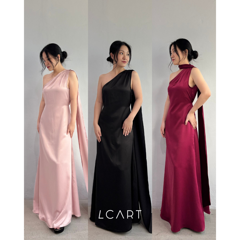 Jual LCART - Kate Scarf Dress | Dress Satin Wanita | Shopee Indonesia