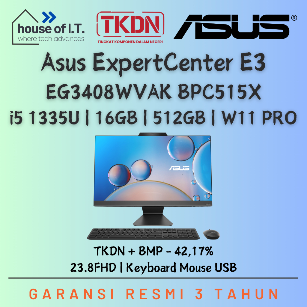 Jual PC AIO ASUS TKDN i5 EG3408WVAK-BPC515X ExpertCenter E3 - Asus AIO ...
