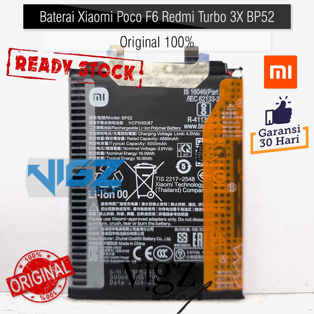 Jual Baterai Poco F6 Redmi Turbo 3X BP52 Original 100% | Shopee Indonesia