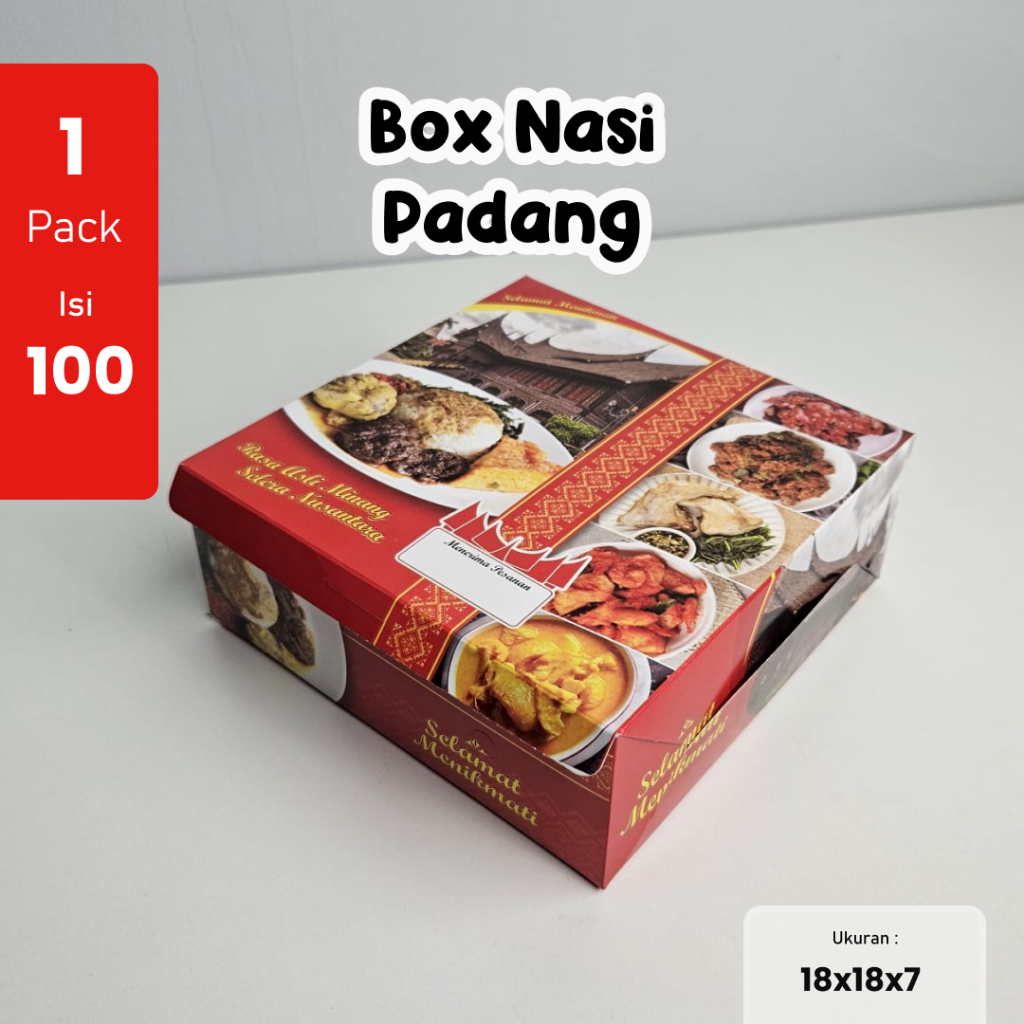 Jual Dus Kemasan | Box Nasi Padang | 18x18 | 100 pcs | Shopee Indonesia