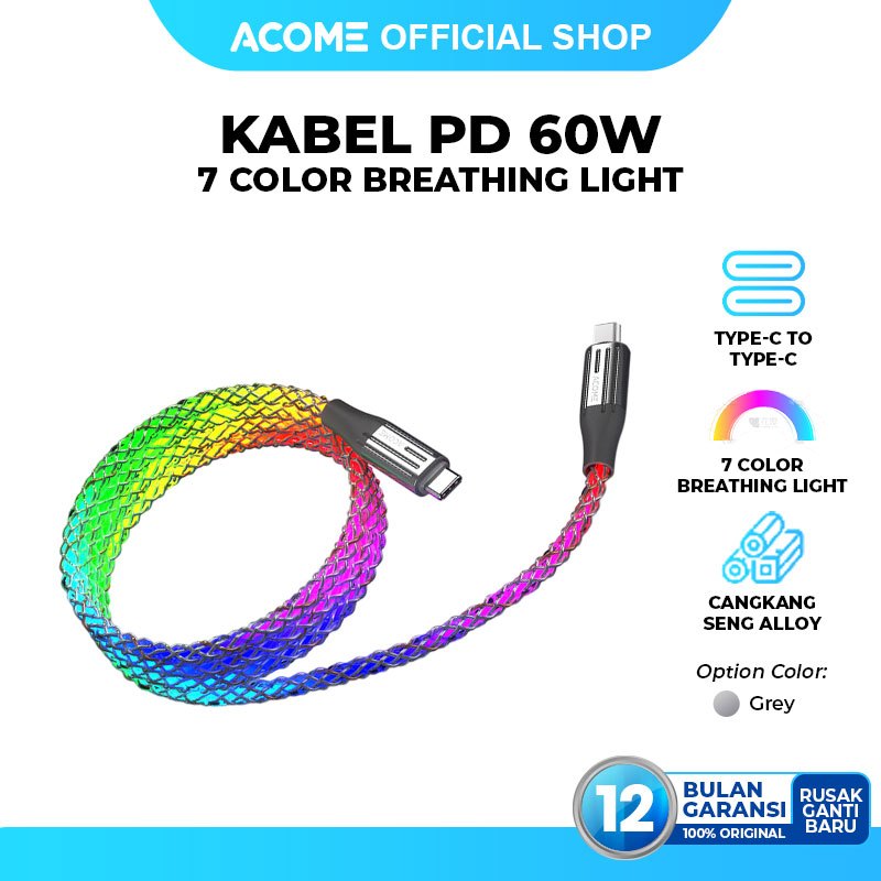 Jual ACOME Data Cable Gaming Type-C to Type-C / USB to Type-C PD 60W ...