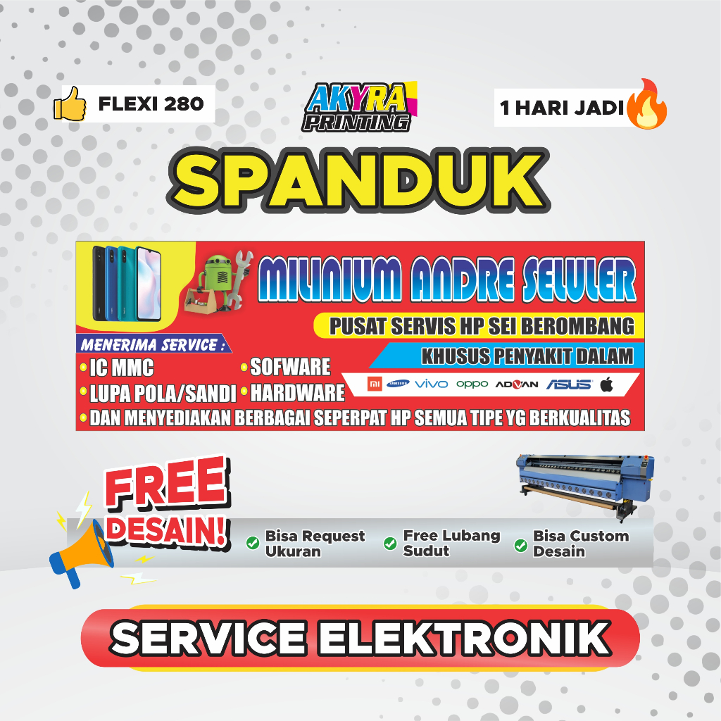 Jual Cetak Spanduk Banner Service Handphone Konter | COD Bahan F280 ...