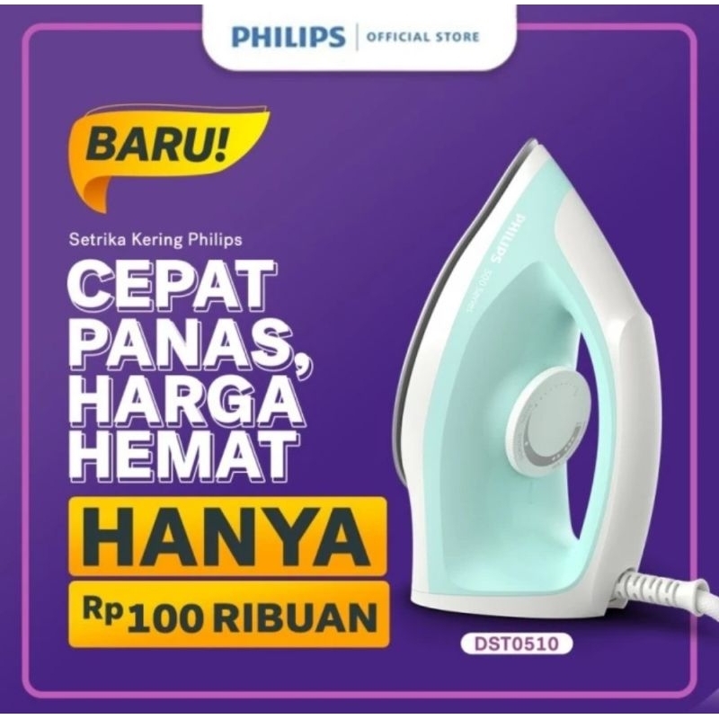 Jual Philips Setrika Listrik Dry Iron DST0510 | Shopee Indonesia