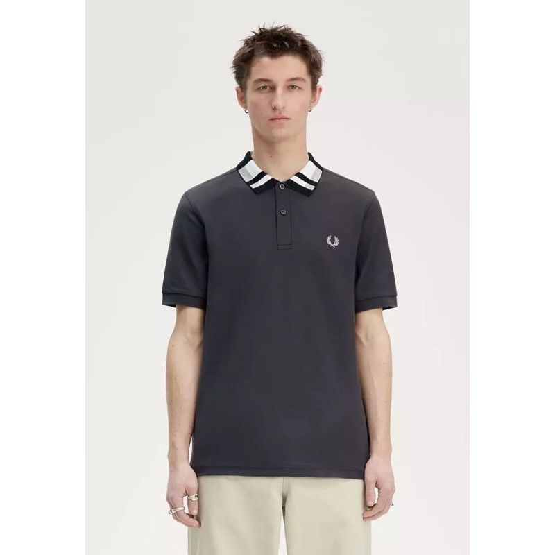 Jual Fred Perry M8688 Chequerboard Collar Polo Shirt In Grey | Shopee ...