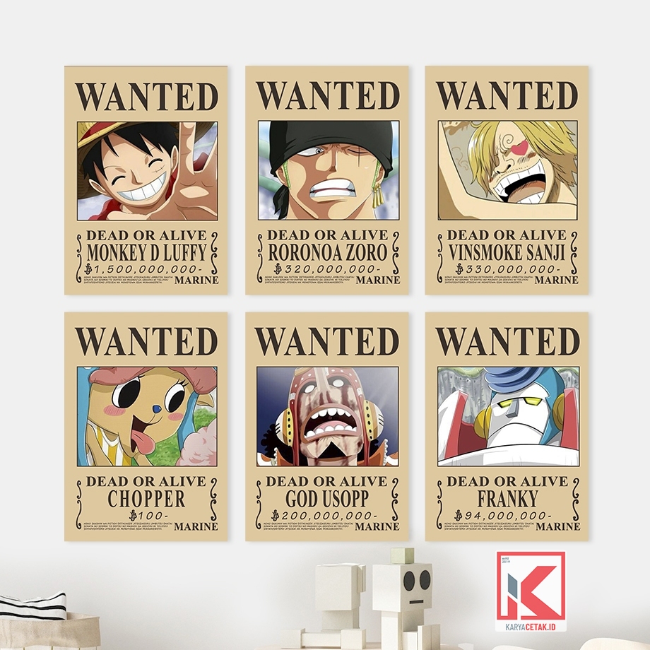 Jual Poster One Piece Bounty Buronan Wanted Luffy Zoro Sanji Usopp ...