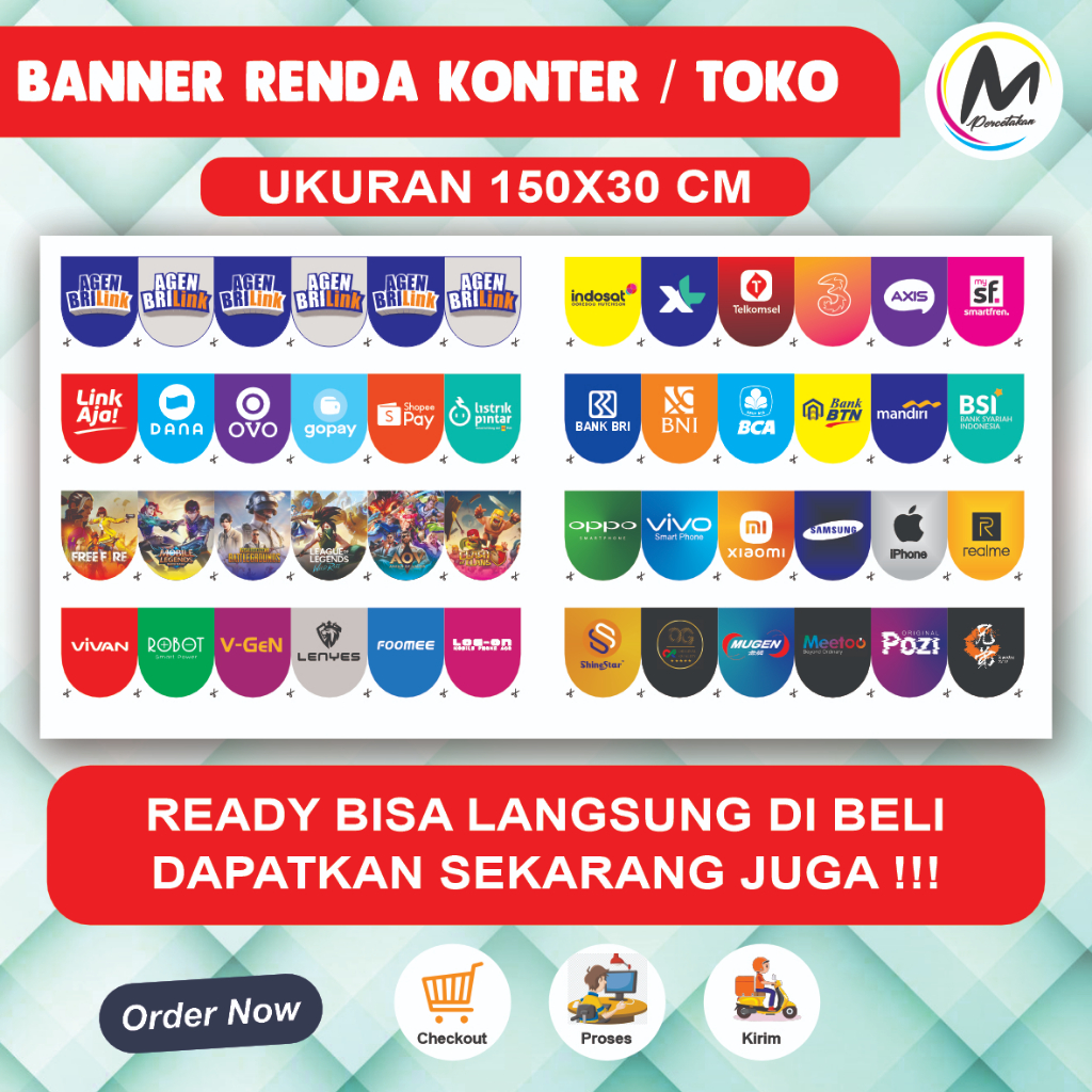 Jual Renda Konter / Flag Konter / Spanduk Konter - Ukuran 150x30 cm | Shopee Indonesia