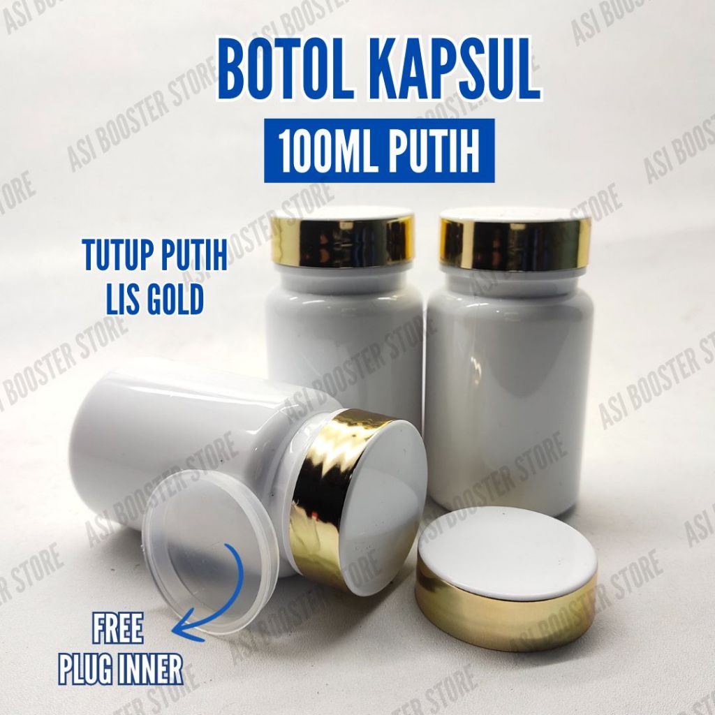 Jual Botol kapsul obat 100ml tutup gold Isi 30 (pesanan khusus 1000pcs ...