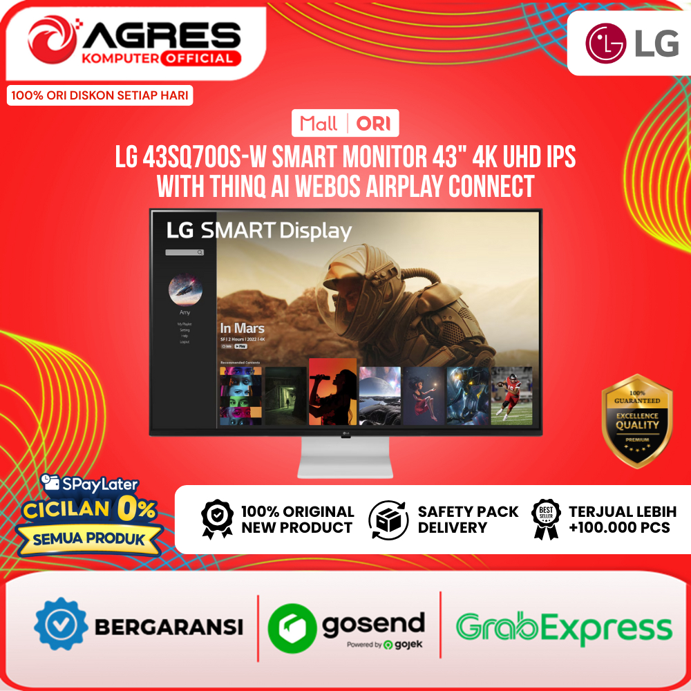 Jual LG SMART DISPLAY MONITOR 43 INCH 43SQ700-W IPS UHD 4K 2160P 15MS 60HZ SPEAKER WEBOS WHITE ...