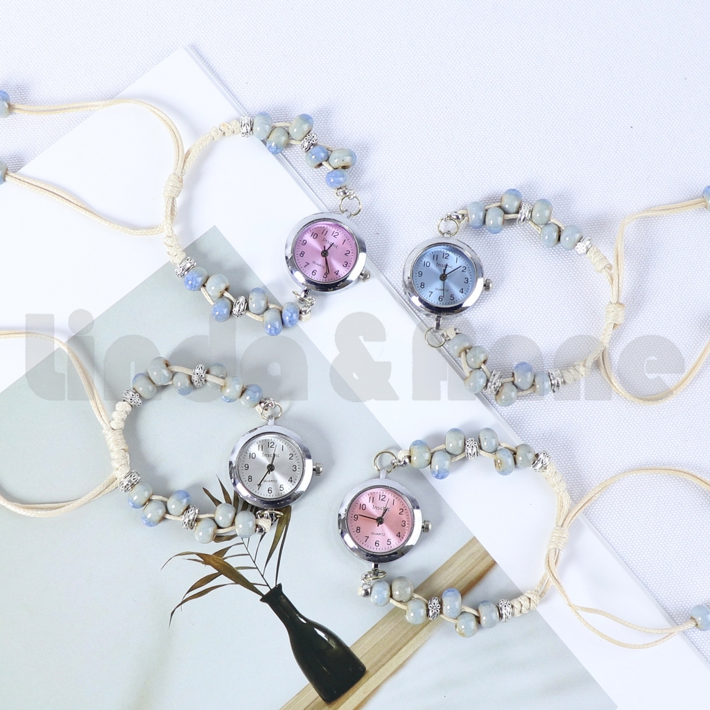 Jual L&A Jam Tangan Wanita Model Gelang Serut Manik | Shopee Indonesia