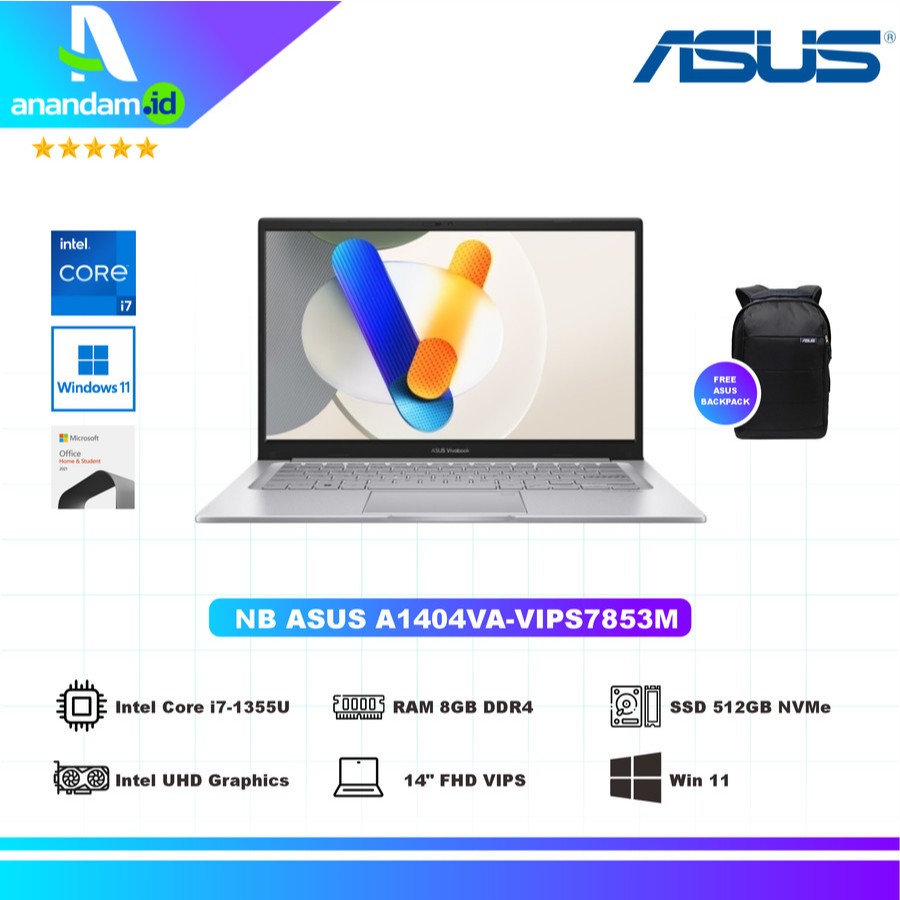 Jual ASUS VIVOBOOK 14 A1404VA-VIPS7853M - i7-1355U 8GB 512GB 14"VIPS ...