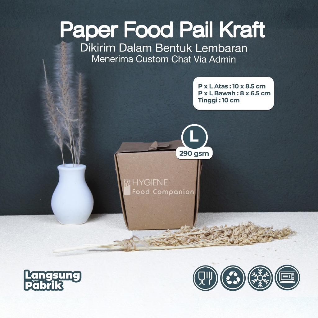 Jual RICE BOX PAPER - PAPER FOOD PAIL KRAFT LARGE - PAPER FOOD PAIL ...