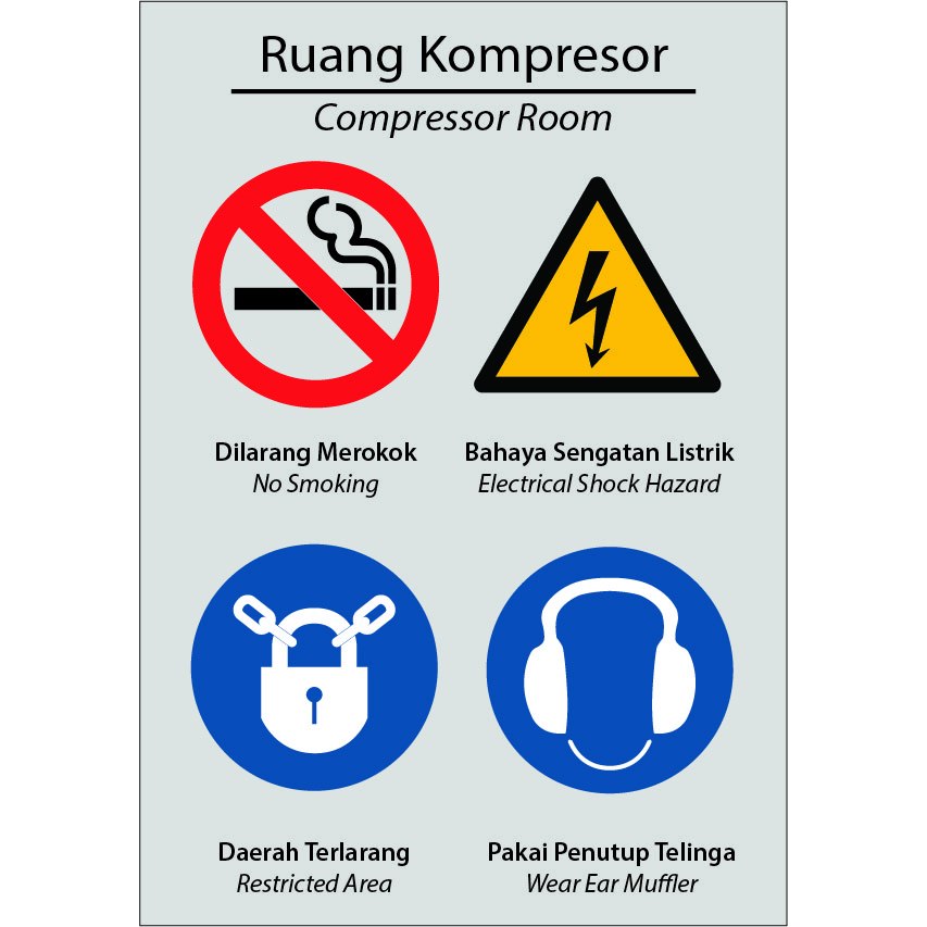 Jual Sign Akrilik Ruang Kompressor / Compressor Room Bilingual uk. A4 ...