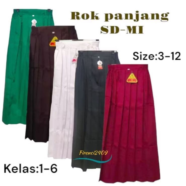 Jual Rok panjang seragam sekolah SD/MI Rok panjang sekolah usia 6-12 ...