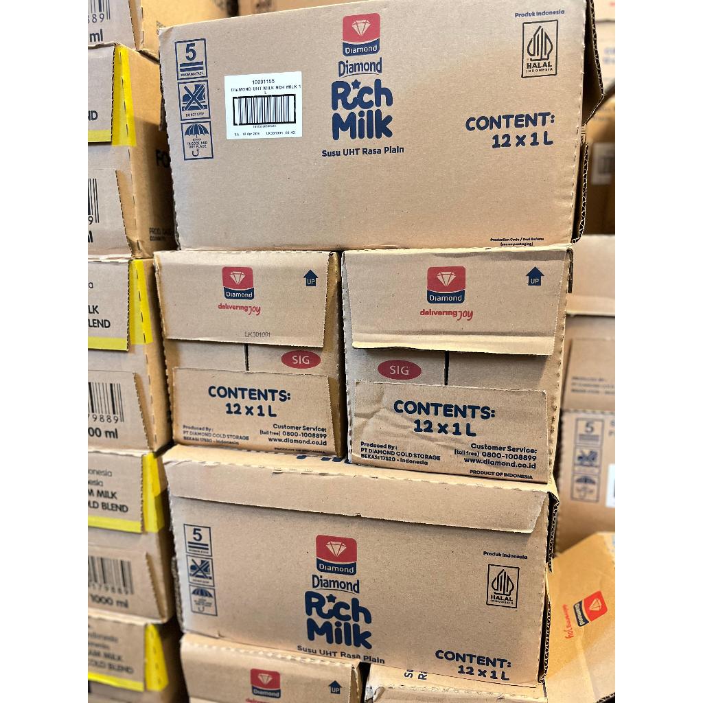 Jual UHT Diamond Susu Rich Milk 1 Liter Carton | 1 Karton | UHT Diamond ...
