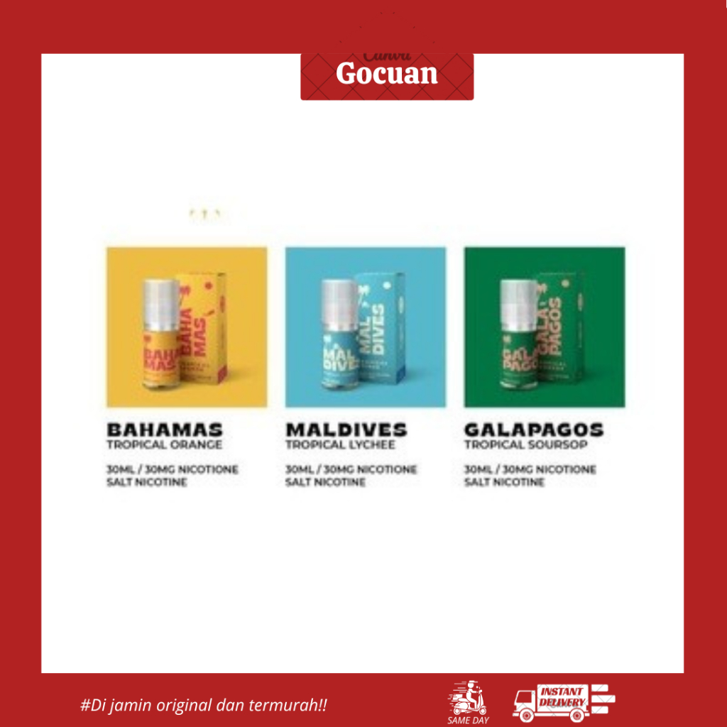Jual VAPE FOOM TROPICAL SERIES BAHAMAS GALAPAGOS MALDIVES 30ML 30MG ...