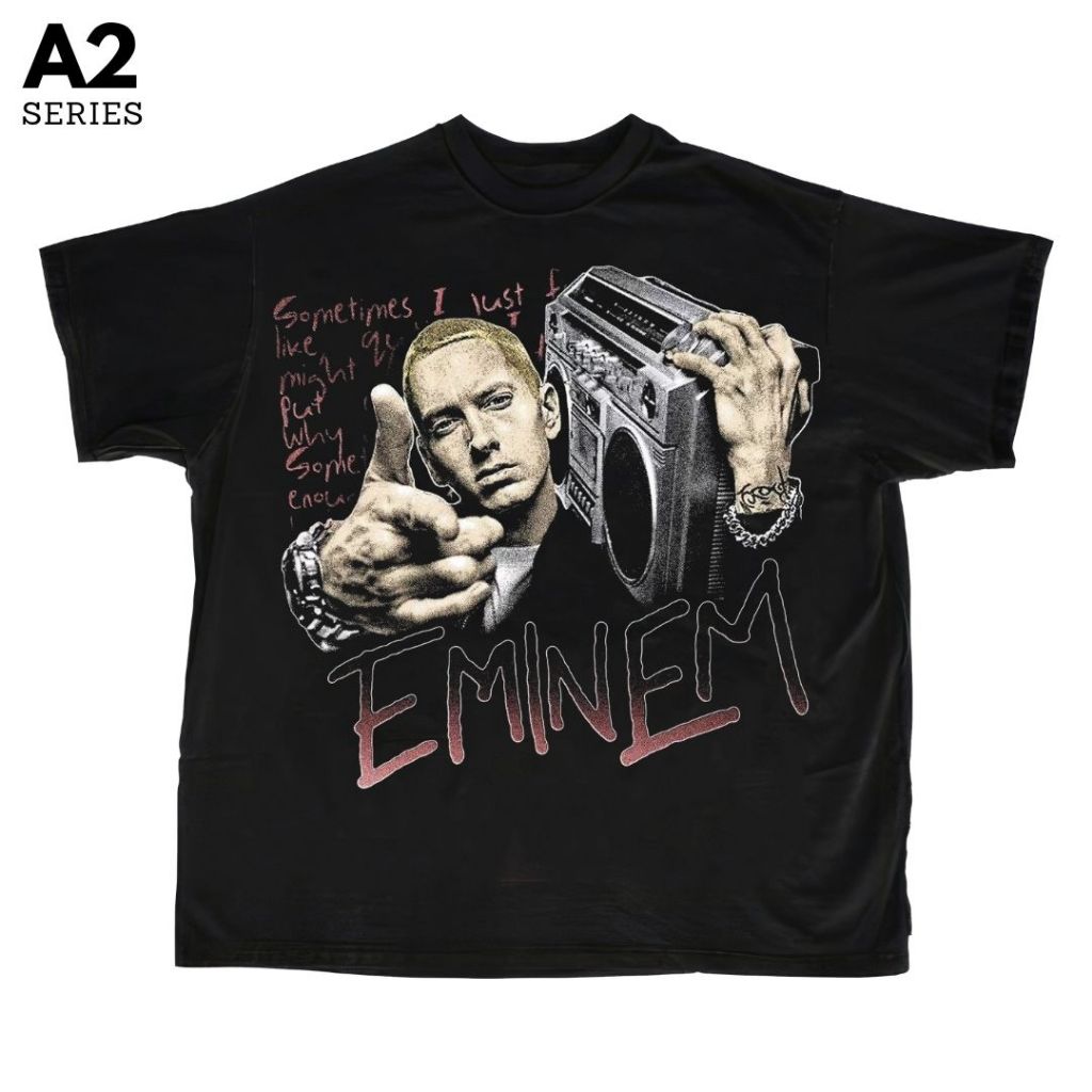 Jual Psycho Crucify "Eminem" A2 Series Black Oversized T-Shirt | COD ...