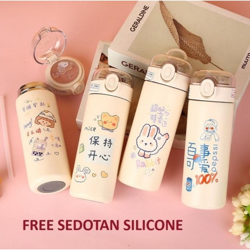 Jual TUMBLER TERMOS MINI DENGAN SEDOTAN VACUUM CUP HOT &COOL 400 ML ...