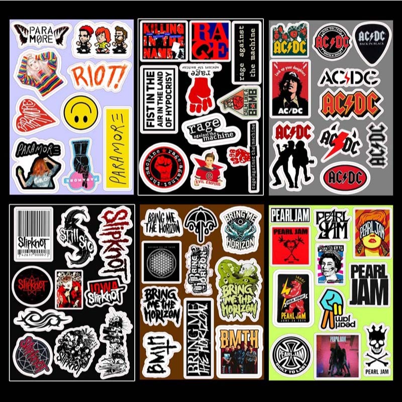 Jual STICKER SHEET BAND PARAMOREAX7 RHCP BLUR MCR RADIOHEAD LINKINPARK ...
