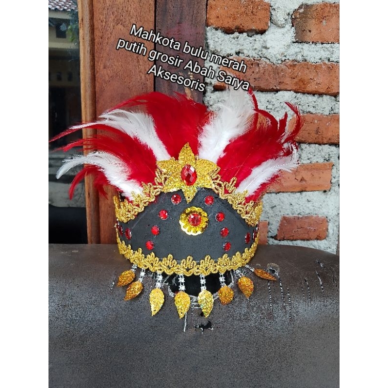 Jual mahkota bulu merah putih bisa untuk acara karnaval dan kartinian ...