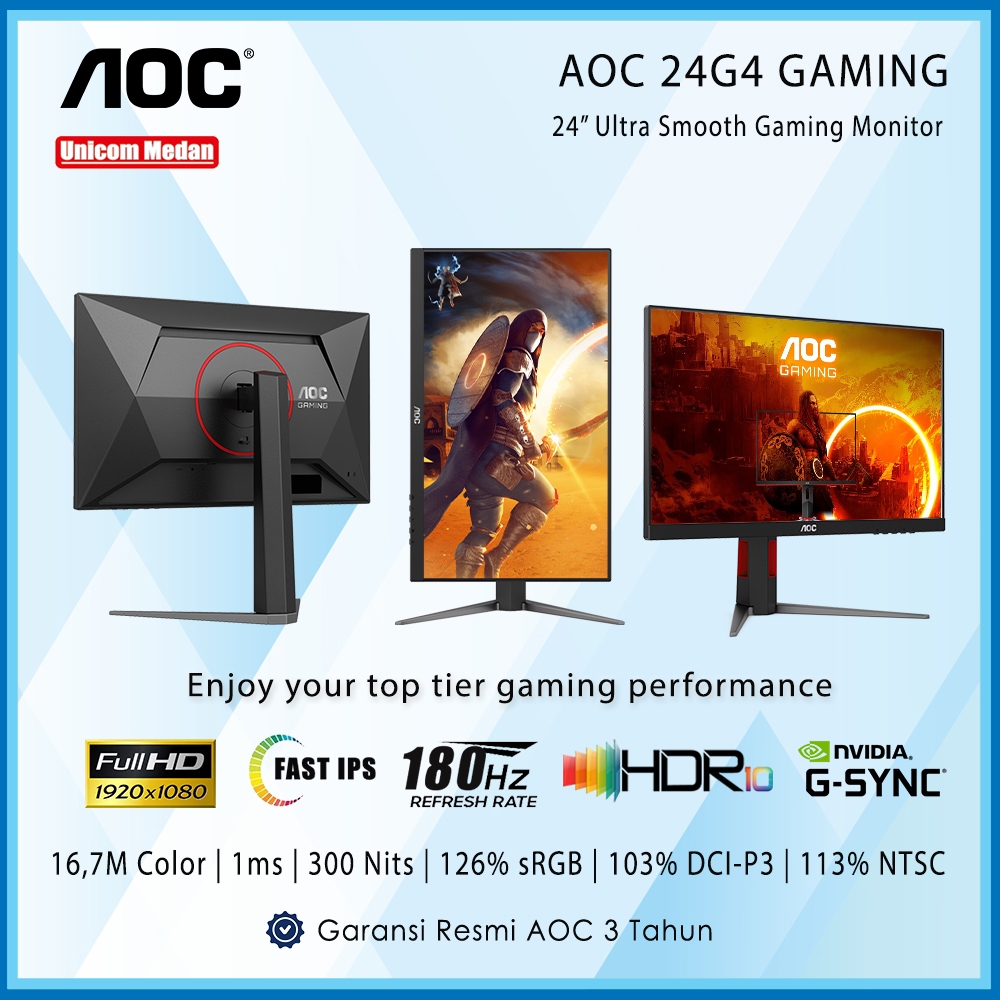 Jual Monitor LED AOC 24G4 24inch/ FHD/ FAST IPS/ 180Hz/ 1ms | Shopee ...