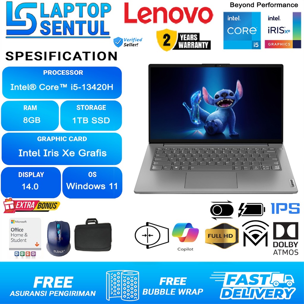 Jual Laptop Lenovo V14 Intel Core i5 13420H Ram 8GB 1TB SSD FHD IPS ...