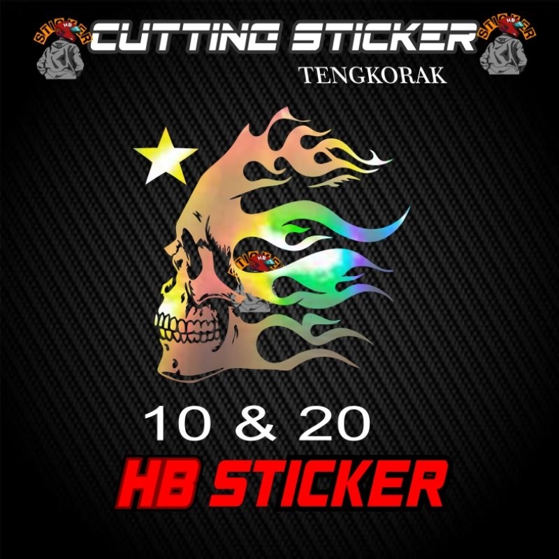 Jual Sticker cutting api wajah tengkorak bintang variasi helm motor ...