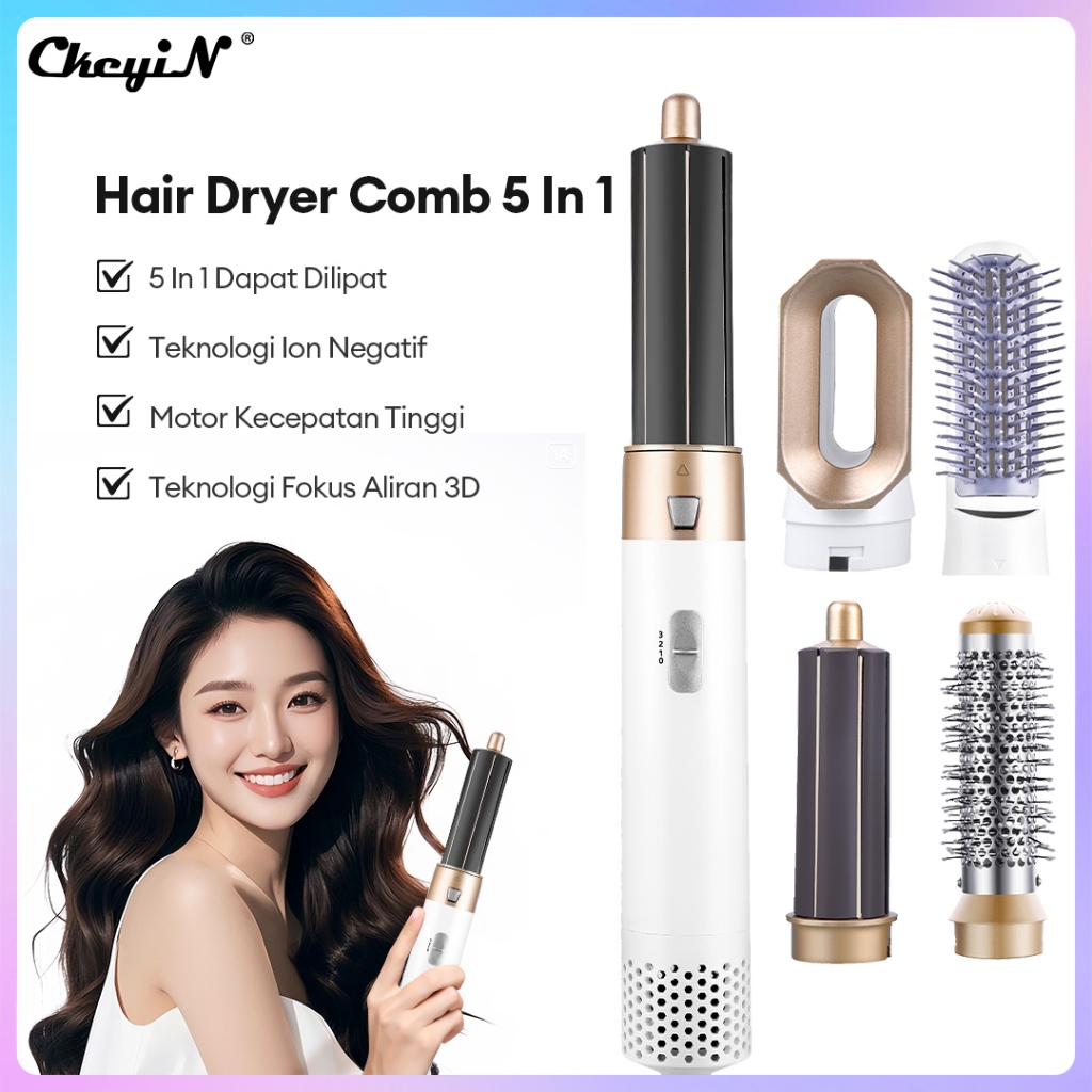 Jual CkeyiN Hair Dryer High Speed Hairdryer 5 In 1 Pengering Rambut Ion ...