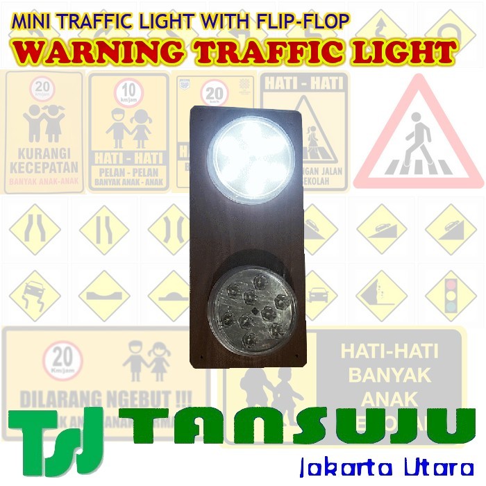 Jual Mini Warning Traffic Light Lampu Flip-flop Rambu Peringatan Hati ...