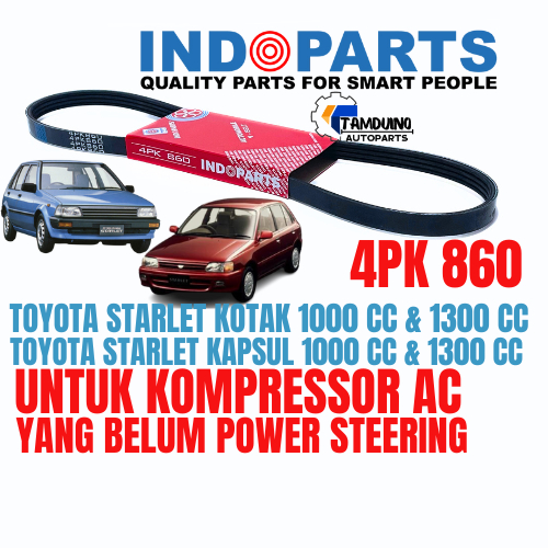 Jual VAN BELT VANBELT FANBELT 4PK 860 Starlet kotak Kapsul 1.0 1.3 AC ...