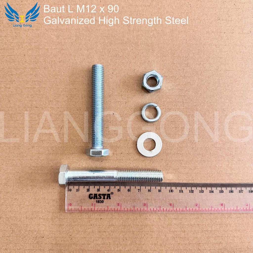 Jual Baut Mur Hex Putih | BMP | Baut M12 x 90 Putih Galvanis | Baut Mur | Grade 4.8 | Shopee ...