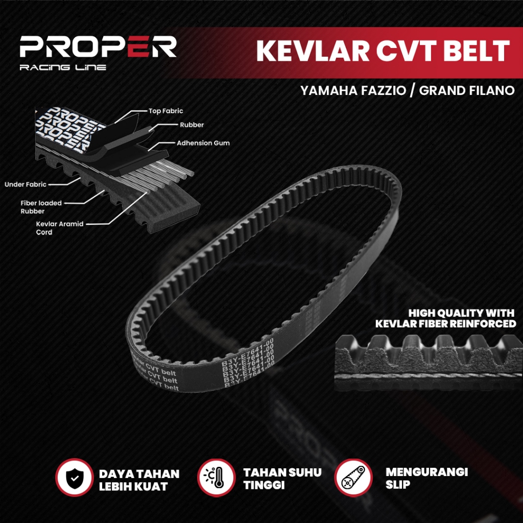 Jual KEVLAR CVT BELT YAMAHA FAZZIO / GRAND FILANO B3Y PROPER RACING ...