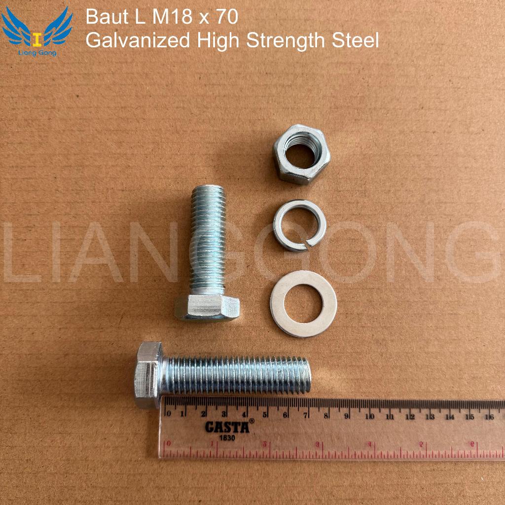 Jual Baut Mur Hex Putih | BMP | Baut M18 x 70 Putih Galvanis | Baut Mur ...