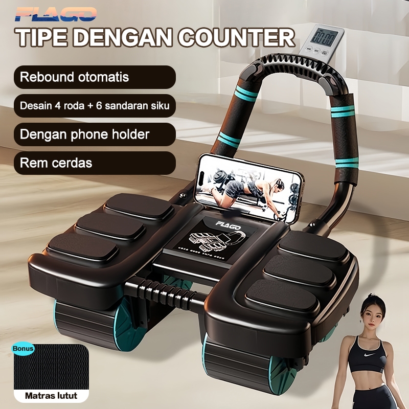 Jual FLAGO Alat Olahraga Di Rumah Ab Wheel Roller 4 Wheel Sport ...