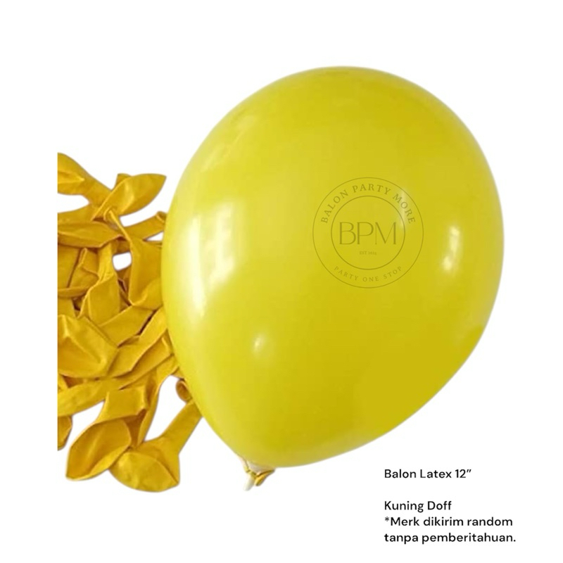 Jual (1 PACK ISI 100PCS) BALON LATEX 12” KUNING DOFF/ BALON YELLOW ...